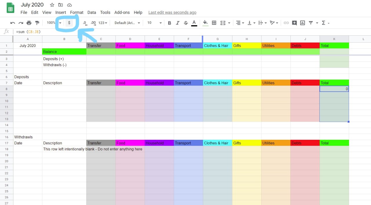 How to create a budget with Google Sheets – Juggling The Jungle