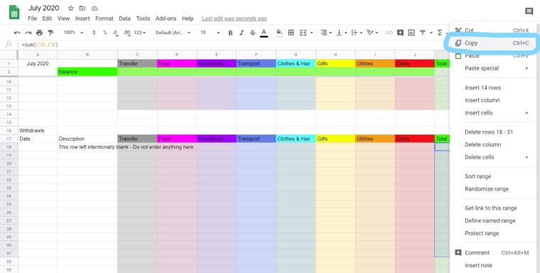 How to create a budget with Google Sheets – Juggling The Jungle